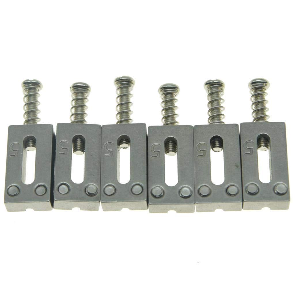 Dopro Pack of 6 Stainless Steel Guitar Saddles Bridge Saddle 10.5mm with Nickel Screws for Strat Tele 6 String Guitar