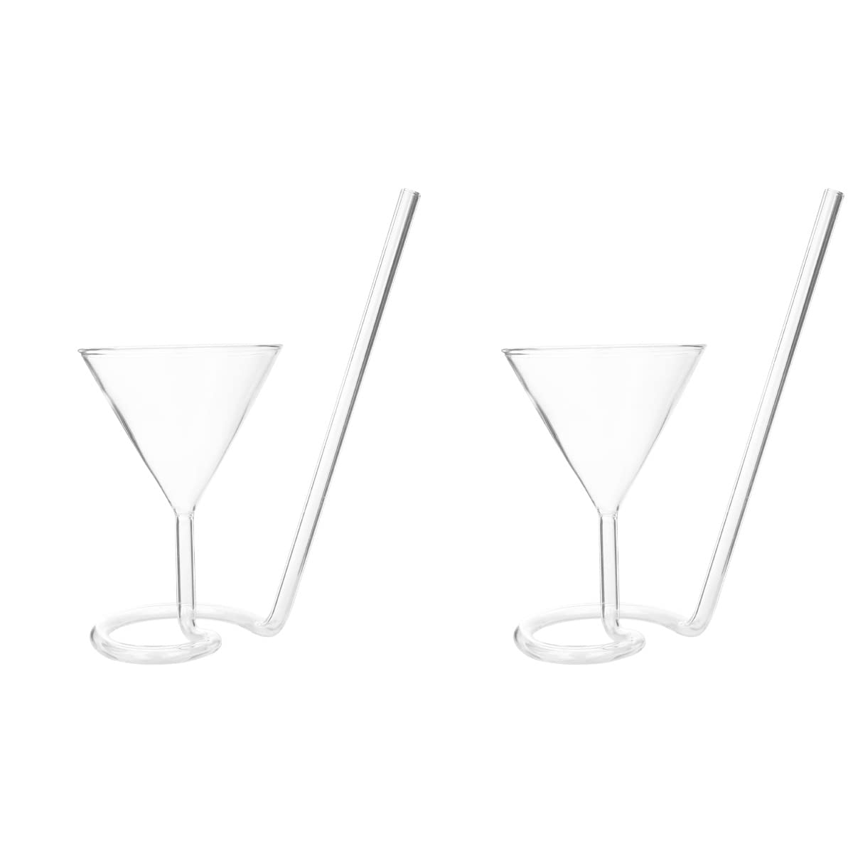 DOITOOL Spiral Cocktail Glass, Creative Vampire Filter Red Wine Glass, Long Tail Cocktail Straw Wine Glass Rotating Martini Glass, Transparent Red Wine Glass Wine Cup (Transparent) (2Pcs)
