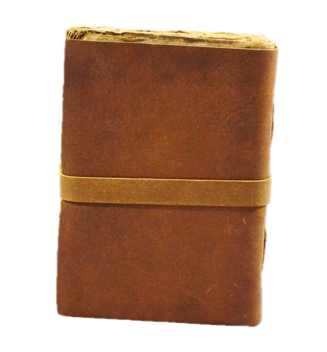 Erangle Genuine Leather Journal-Antique Vintage Deckle edge Handmade Unlined Pages Sketchbook-Drawing Diary for Men and Women, Brown (8" (H) x 6" (L))