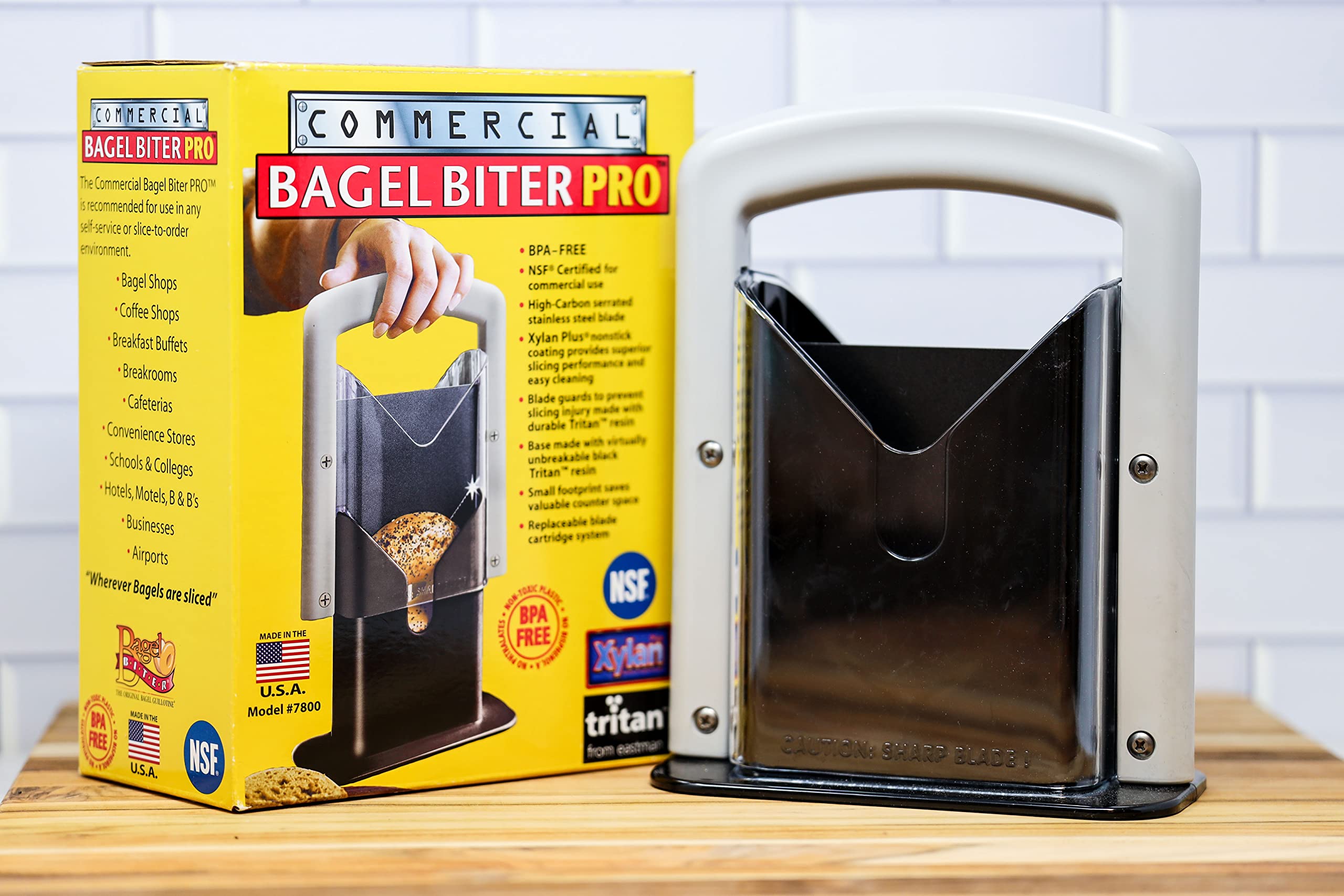 The Original Bagel Guillotine - Commercial Bagel Biter PRO - Model 7800 - BPA Free - NSF Approved - Dishwasher Safe - Made in USA