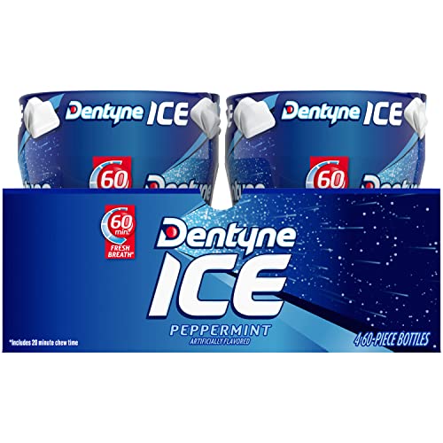 Dentyne Ice Peppermint Sugar Free Gum, 4 Bottles of 60 Pieces (240 Total Pieces)