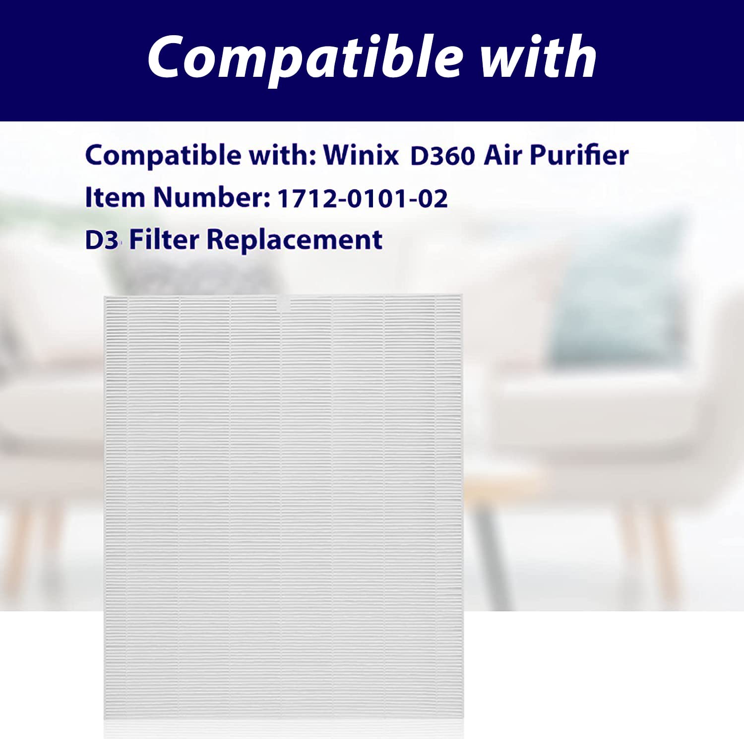 Ganteny D360 Replacement Filter Compatible with Winix D360 Air Cleaner Purifier, Item Number 1712-0101-02, Filter D3,Ture HEPA and 4 Carbon Pre-Filters