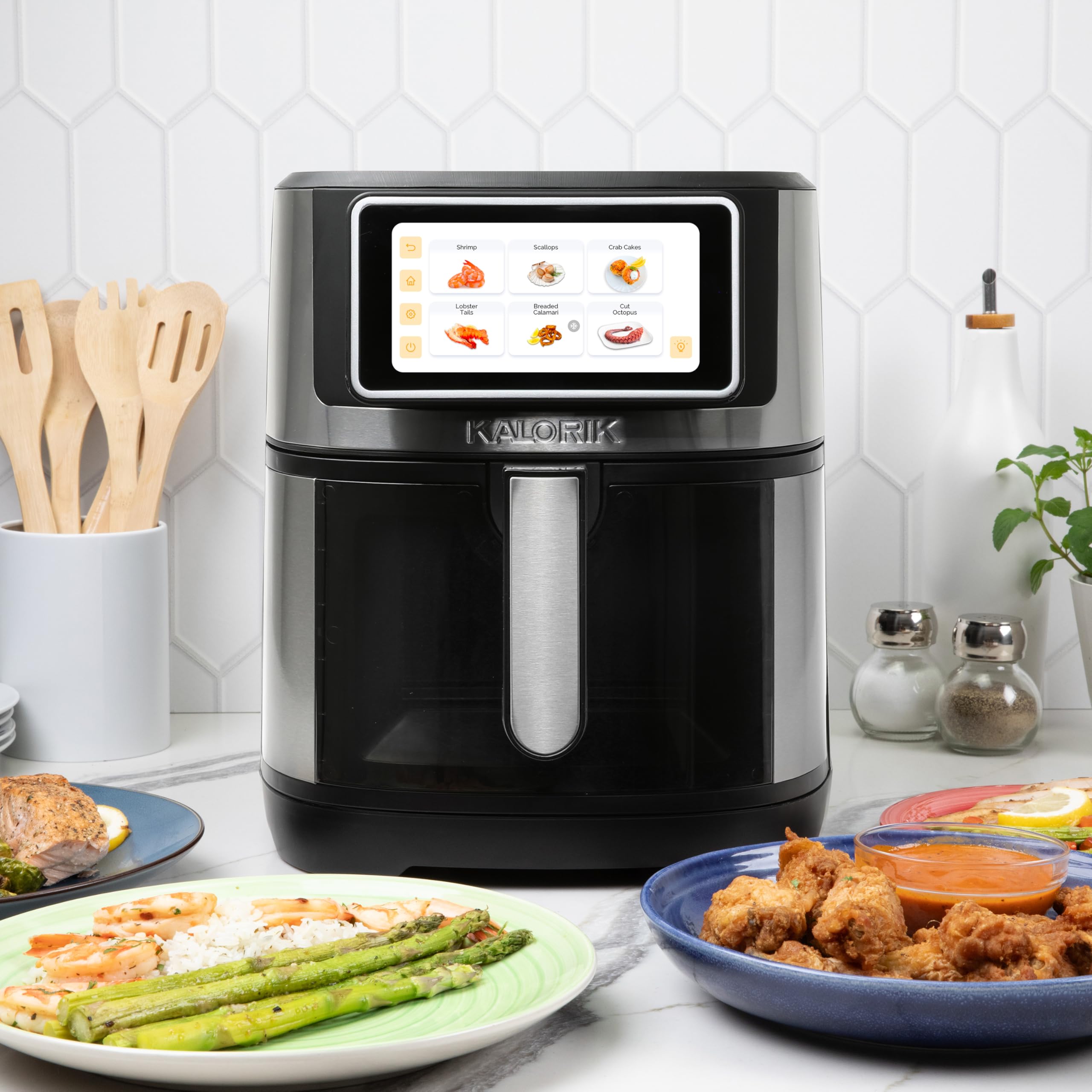 Kalorik VIVID TOUCH 7 Quart High-Resolution Touchscreen Air Fryer with Window, Stainless-Steel