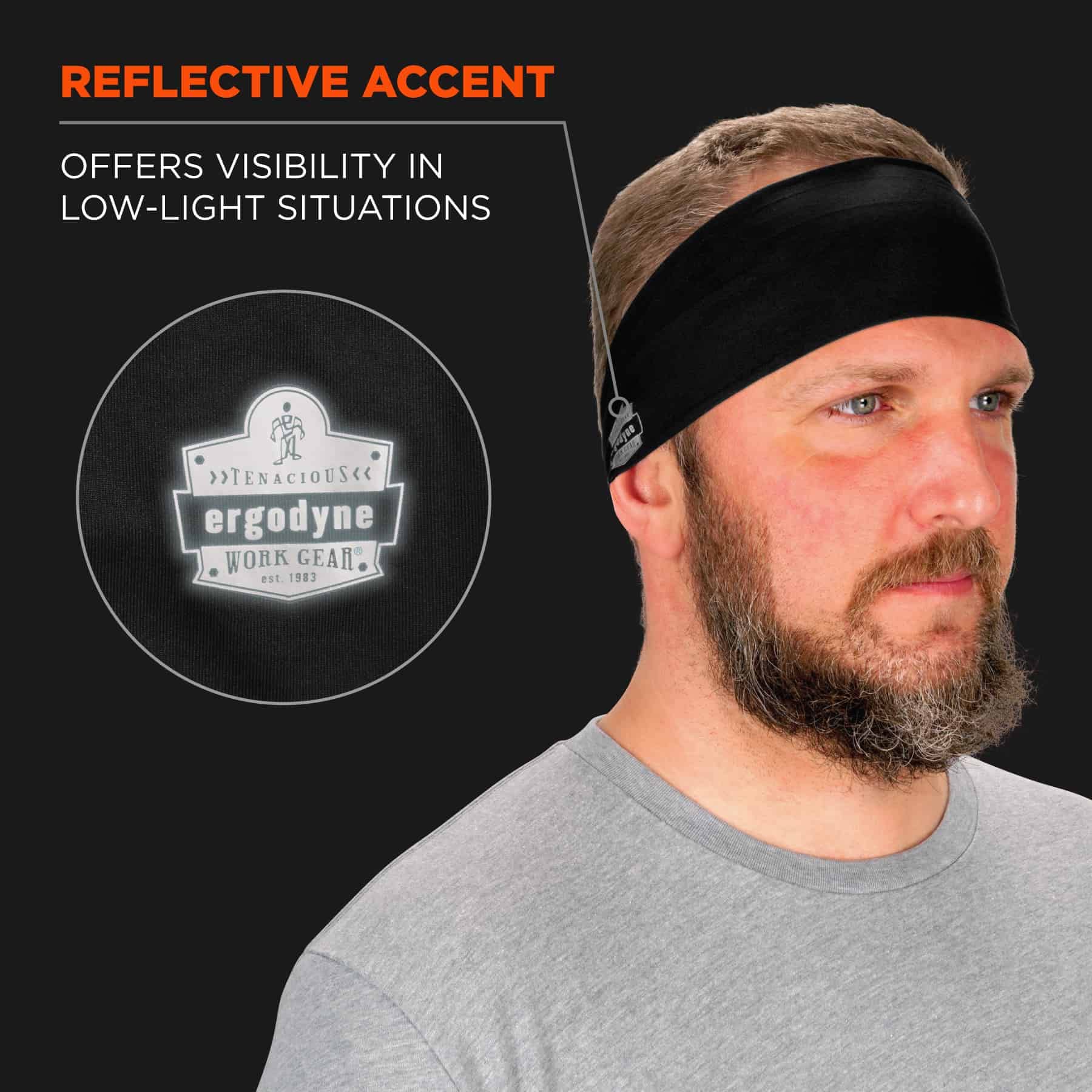 Ergodyne Chill Its 6634 Cooling Headband, Sports Headbands for Men and Women, Moisture Wicking, Black