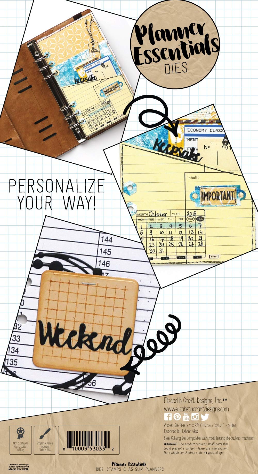Elizabeth Craft Designs ELIZABETH CRAFT DIE PLNR PCKT2, us:one size, Planner Pocket 2