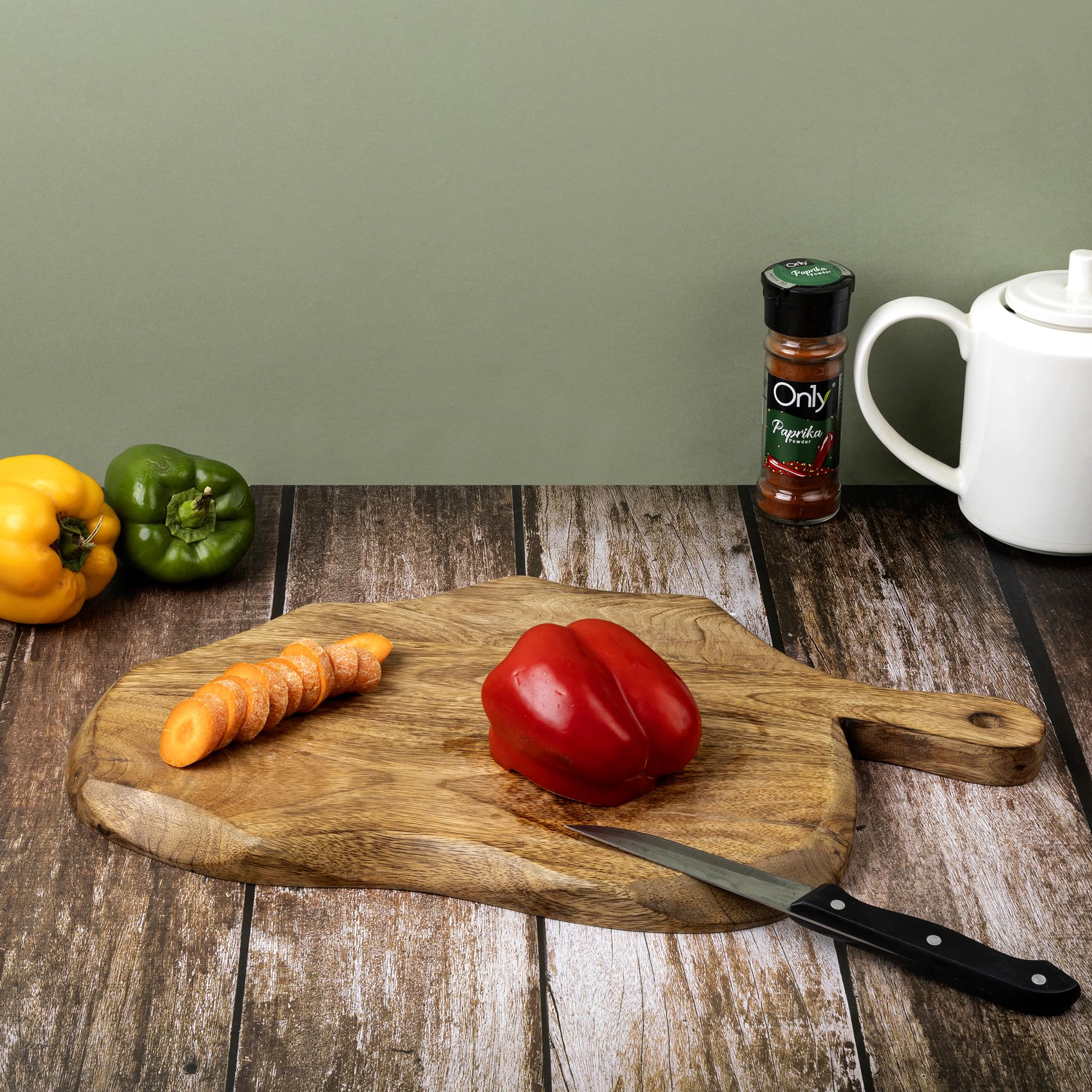 GoCraft Wooden Cutting Board with Handle | Mango Wood Leaf Shape | Chopping, Prep, Serve Board | Charcuterie Platter - 17" x 10.5"