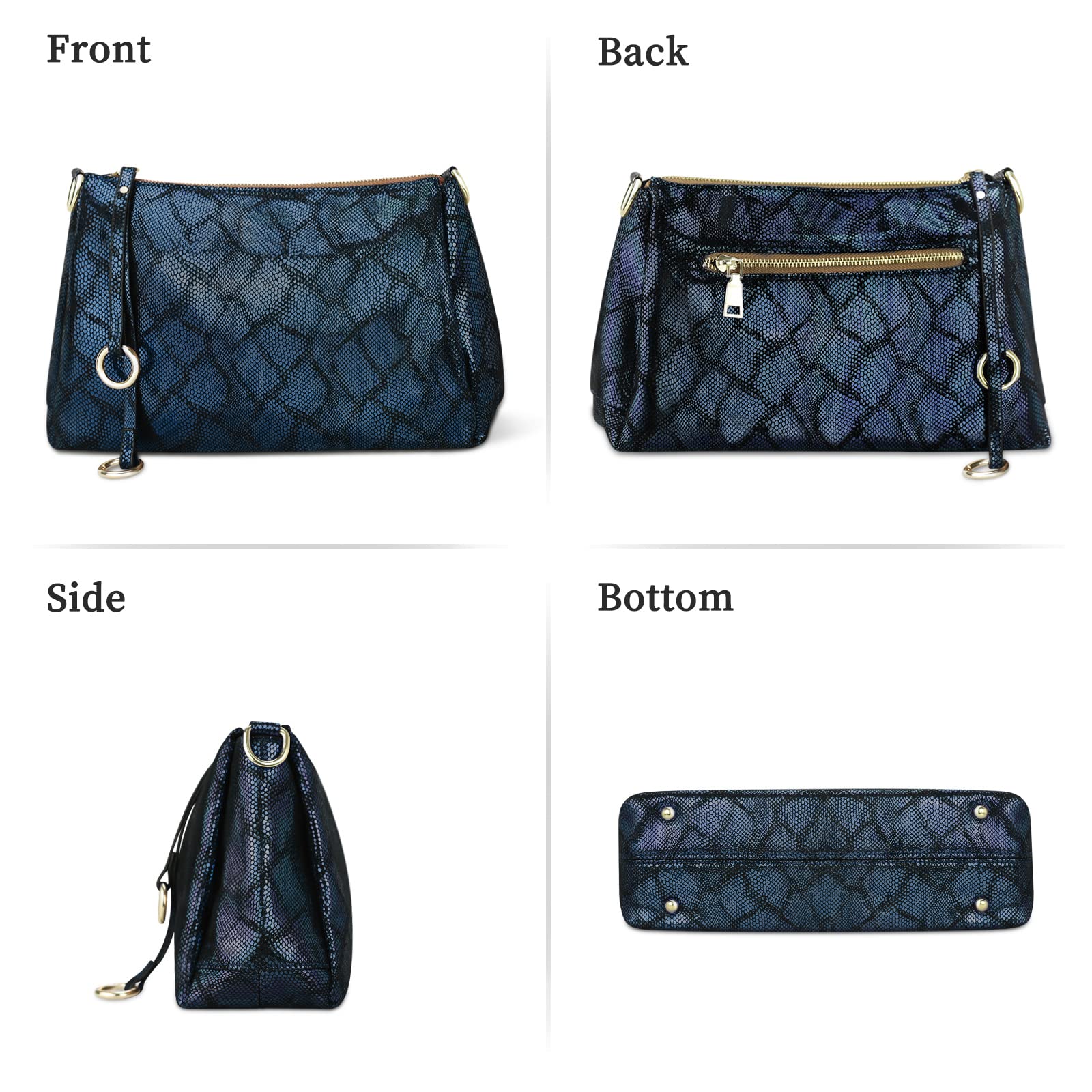FUKUTAI Crossbody Shoulder Purses for Women - PU Leather Crossbody Bags Ladies Hobo Handbag Medium Size (Navy Blue)