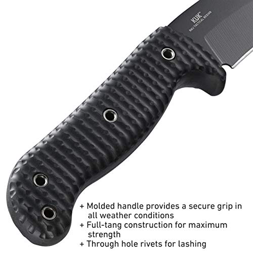 CRKT KUK Fixed Blade Knife: Carbon Steel Knife with Full Tang Kukri Recurved Blade, Injection Molded Handle, and Polyester Sheath 2742
