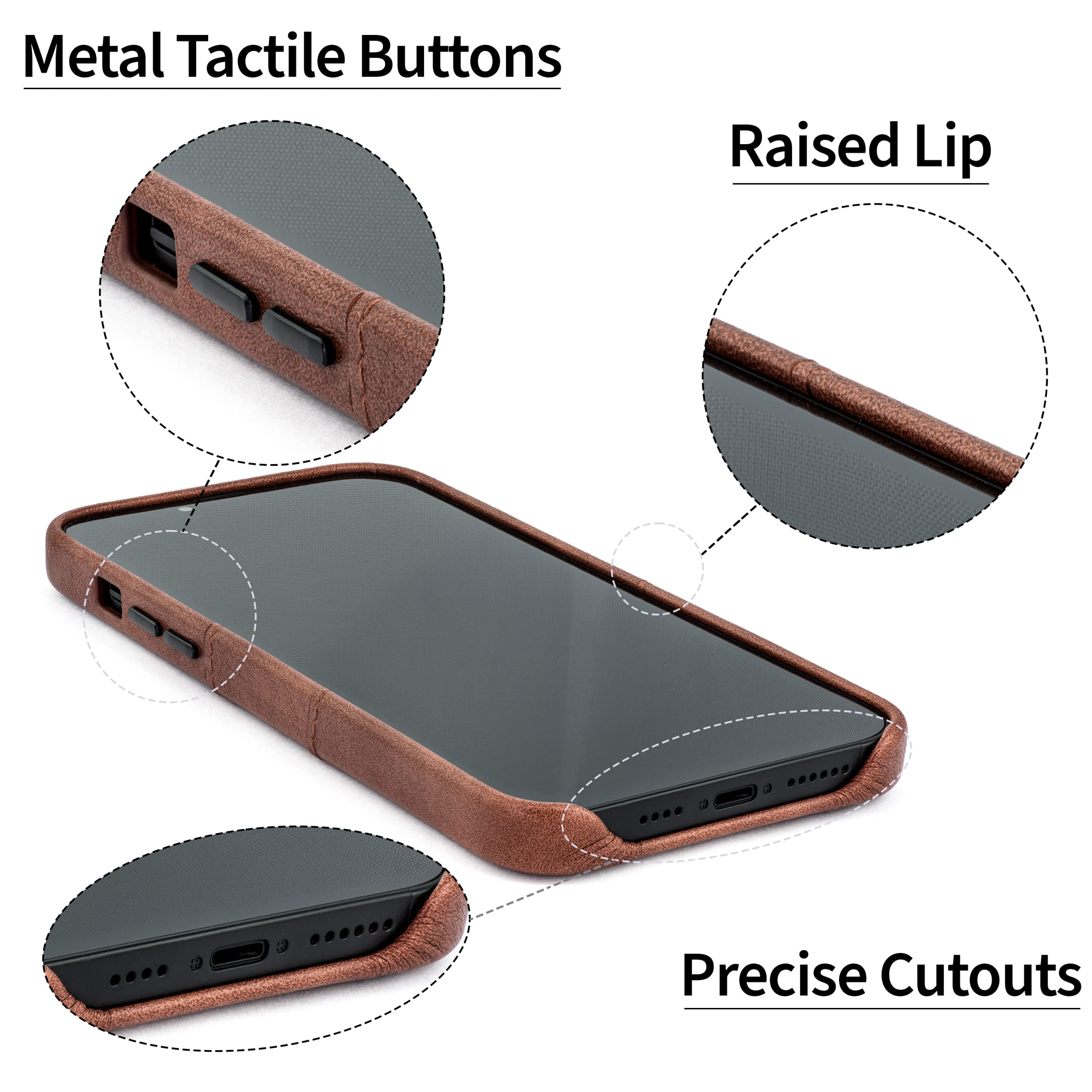 Dockem Card Case for iPhone 14 Pro Max with Built-in Metal Plate for Magnetic Mounting & 2 Pockets: Exec M2 Premium Synthetic Leather Wallet Case (iPhone 14 Pro Max, Brown)