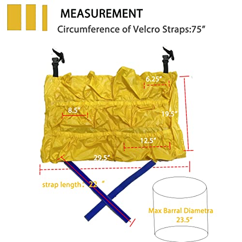 Yellow Trash Can Caddy Bag for Garbage Bins- Fits 32-50 Gallon Can & 12 Storage Pockets & Heavy Duty Vinyl Construction, Ideal for Housekeeping /Maid Services/Janitorial Companies/ Cleaning Crews