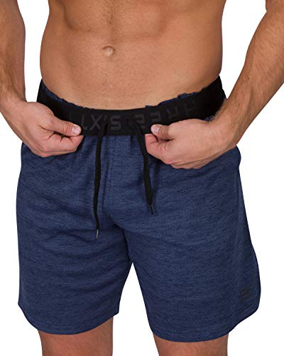 Dry FIT Gym Shorts for Men - Mens Workout Running Shorts - Moisture Wicking with Pockets and Side Hem Navy