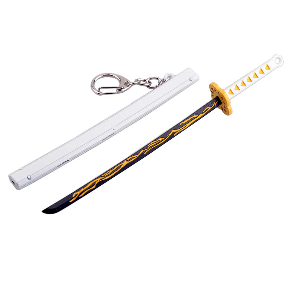 DIYOOHOMY Anime Roronoa Zoro Figures Sword Keychains Mini Japanese Katana Cosplay Action Samurai Key Chain Tiny Weapon Fans Gift(Sasuke Black)