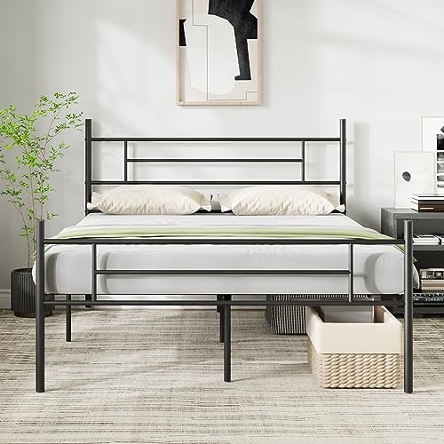 Novilla Metal King Size Bed Frame with Headboard and Footboard, 14 Inch Platform Bed Frame with Storage, Mattress Foundation No Box Spring Needed, Strong Metal Slats Support