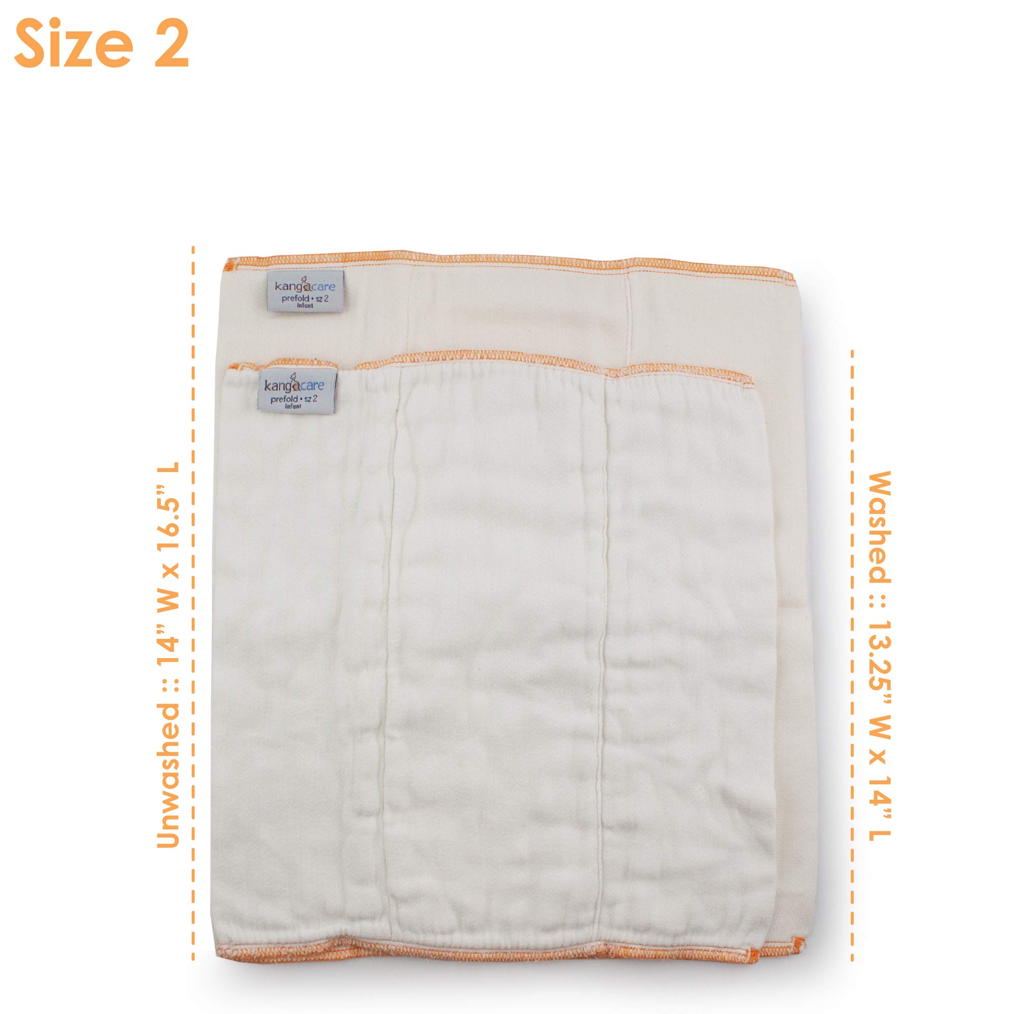 KANGA CARE Prefold Size 2 Cloth Diaper Set Reusable Unbleached Viscose of Rayon from Bamboo 6 Pack + 2 Waterproof Rumparooz One Size Diaper Cover Baby Girl