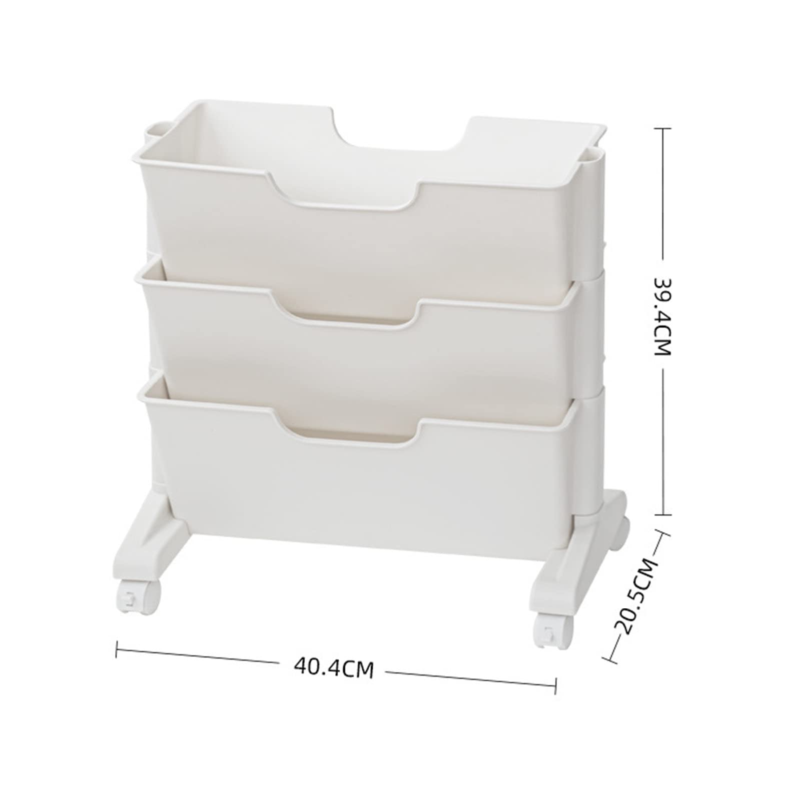 White 3-Tier Rolling File Cart, Utility Cart with Spinner Wheels Classroom Desk Side Bookshelf for Students, Teachers, File Organizer and Classroom, Library Storage Bookshelves