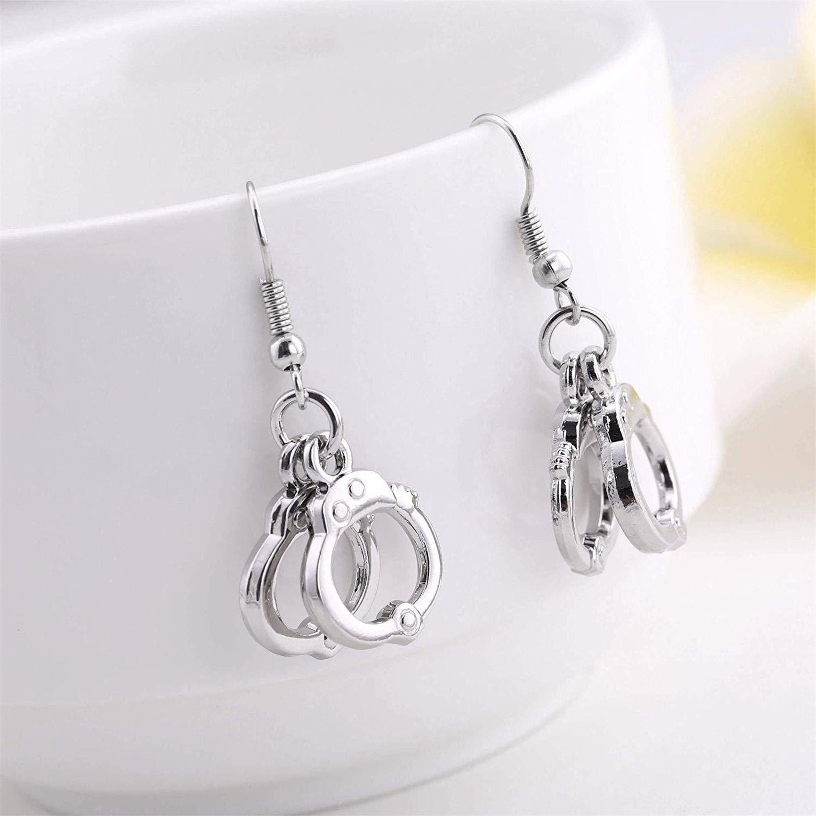 Cute Handcuffs Shape Dangle Earrings Punk Trendy Handcuffs Drop Earrings for Women Jewelry