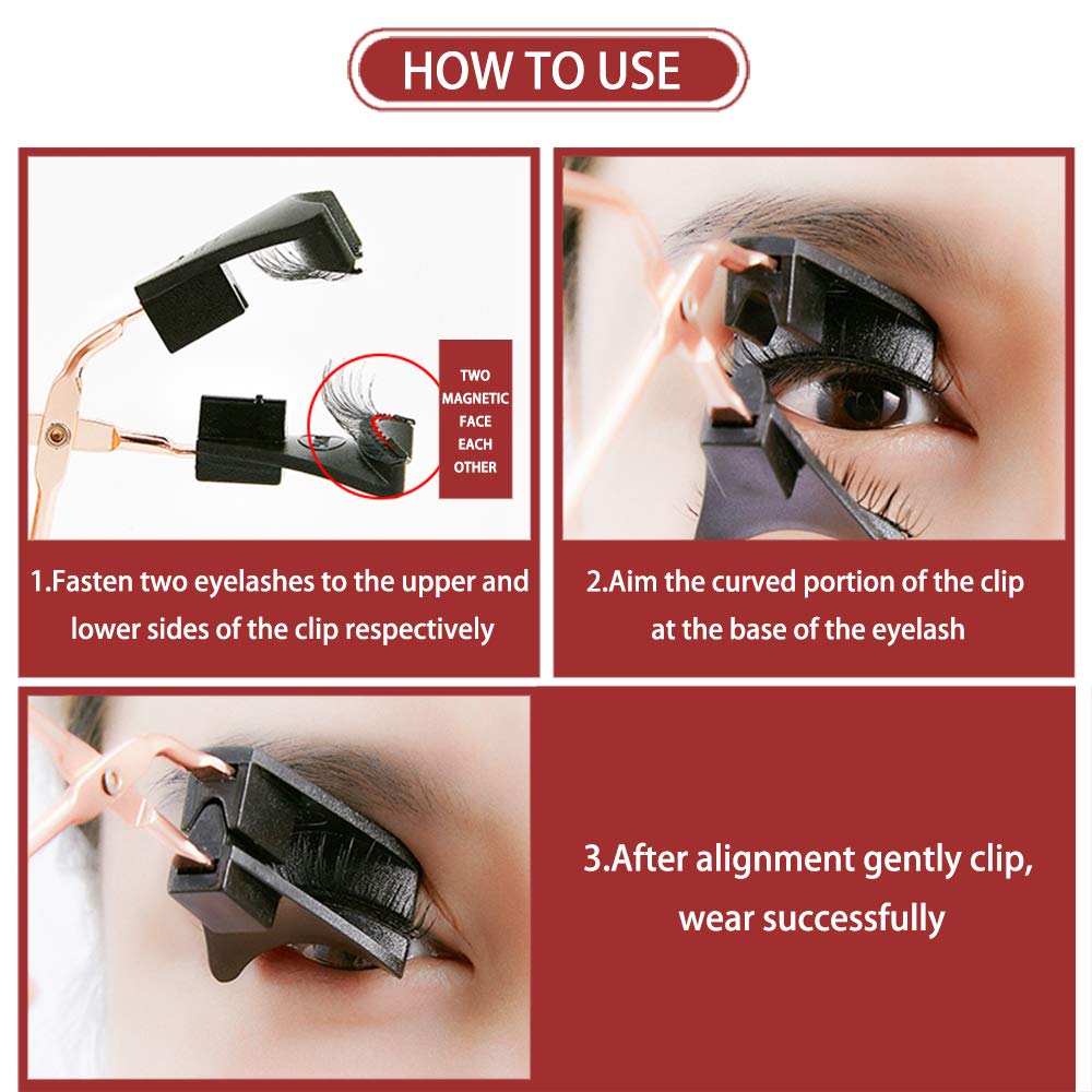 DIKAYI Magnetic Eyelashes Applicator Tool Kit,Glue-free Magnetic Eyelash Clip,Eyelashes Short Set with 2 Pairs Magnetic False Eyelashes,Magnetic Eyelashes No Eyeliner(NATURAL STYLE)