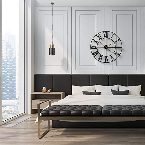 Sorbus Large Decorative Wall Clock 24 Inch, Oversized Centurian Roman Numeral Style Modern Home Decor Ideal for Living Room, Analog Metal Clock, 24" Round (Black)