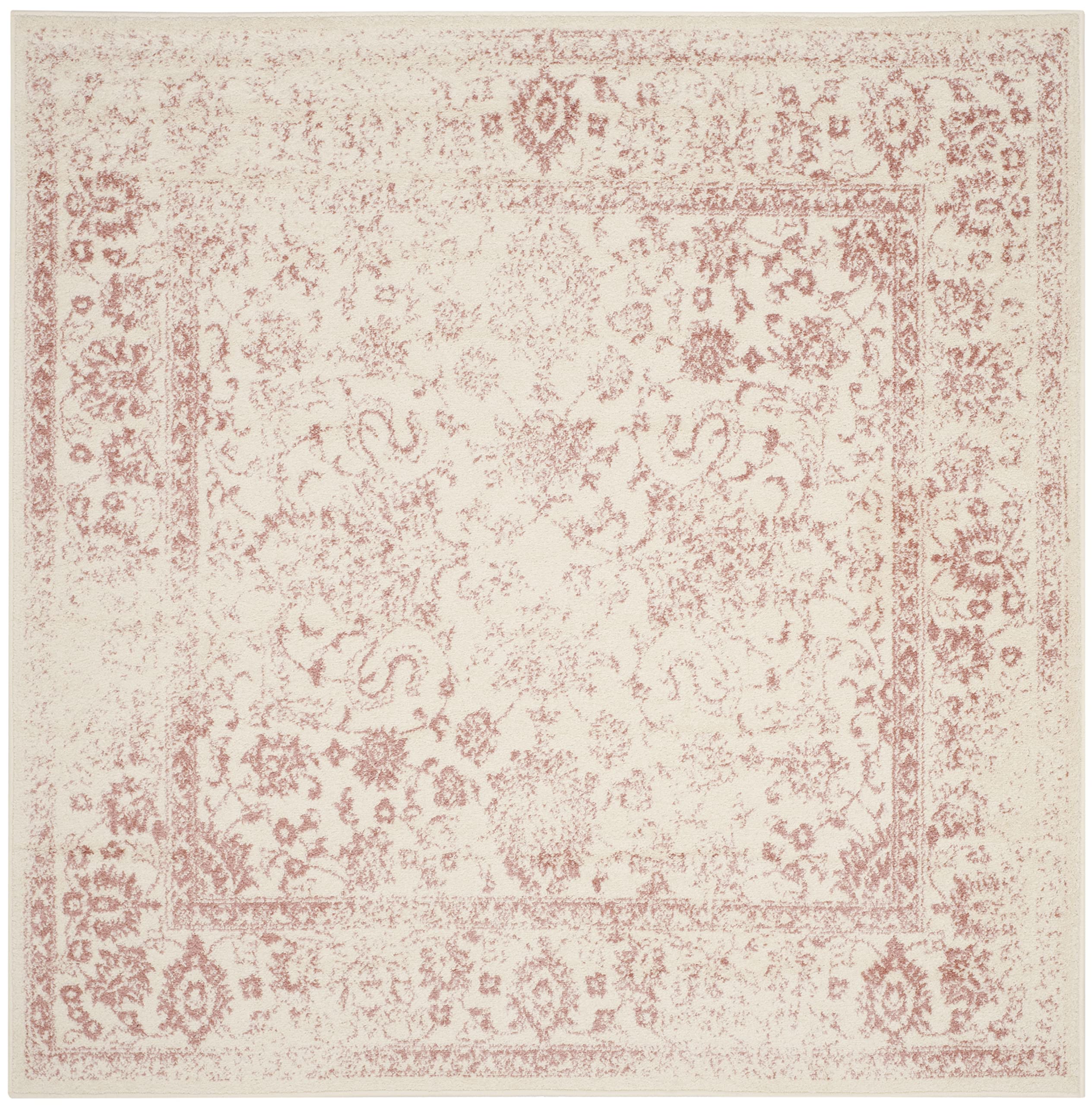 SAFAVIEH Adirondack Collection 7' Square Ivory / Rose ADR109H Oriental Distressed Non-Shedding Living Room Bedroom Dining Home Office Area Rug
