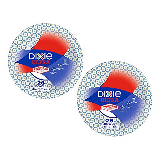 Dixie Ultra Heavy Duty Paper Bowls, 26 Count, 20 Ounce (2 Pack) Styles May Vary