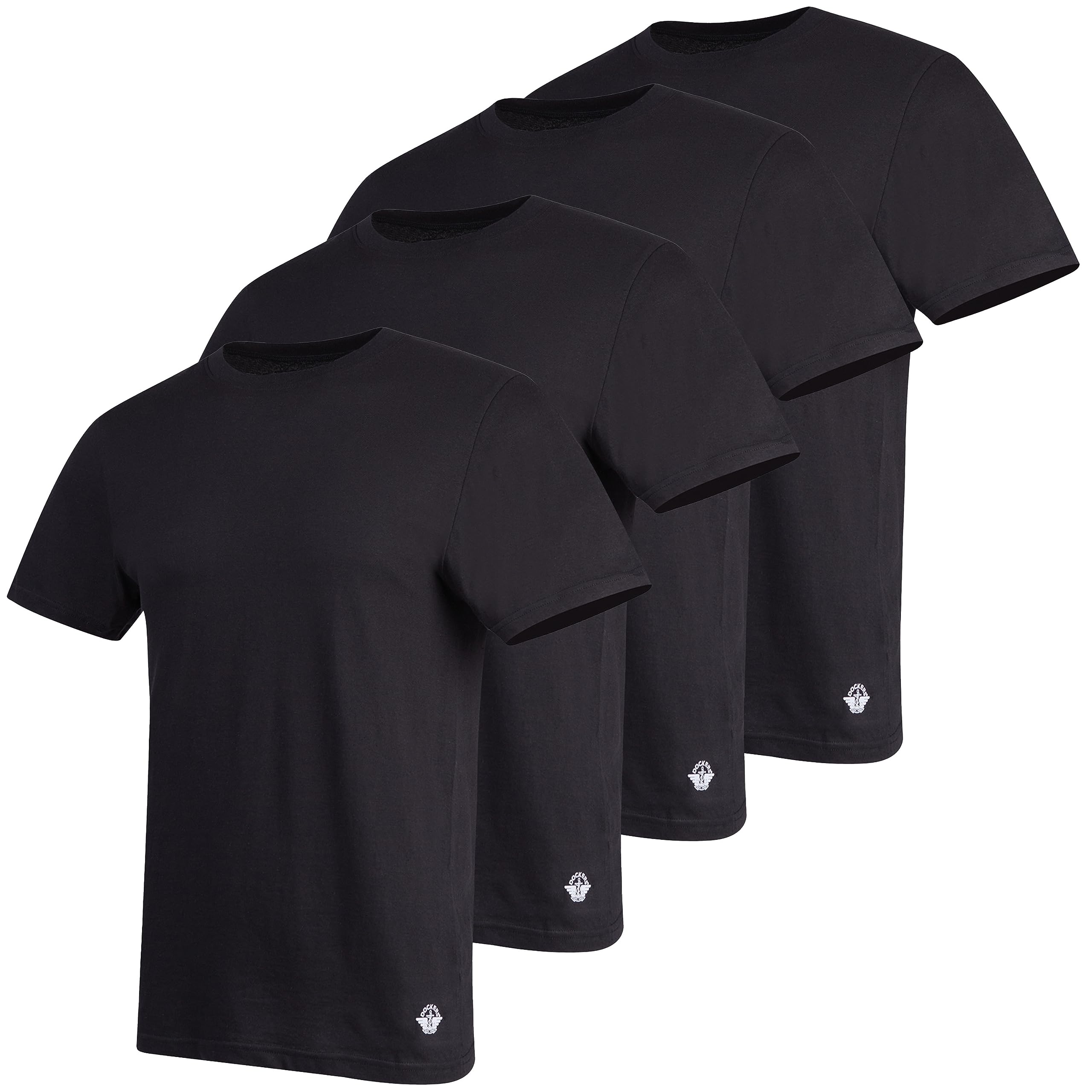 Dockers Mens Undershirts 4 Pack Mens Lightweight T Shirt Crew Neck Undershirt, 100% Cotton