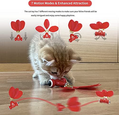 MayMaw Cat Toy, Interactive Cat Toy with Feather and Bell - Automatic Cat Toy for Play/Exercise Indoor, USB Charging, Engaging Fun, for Kittens
