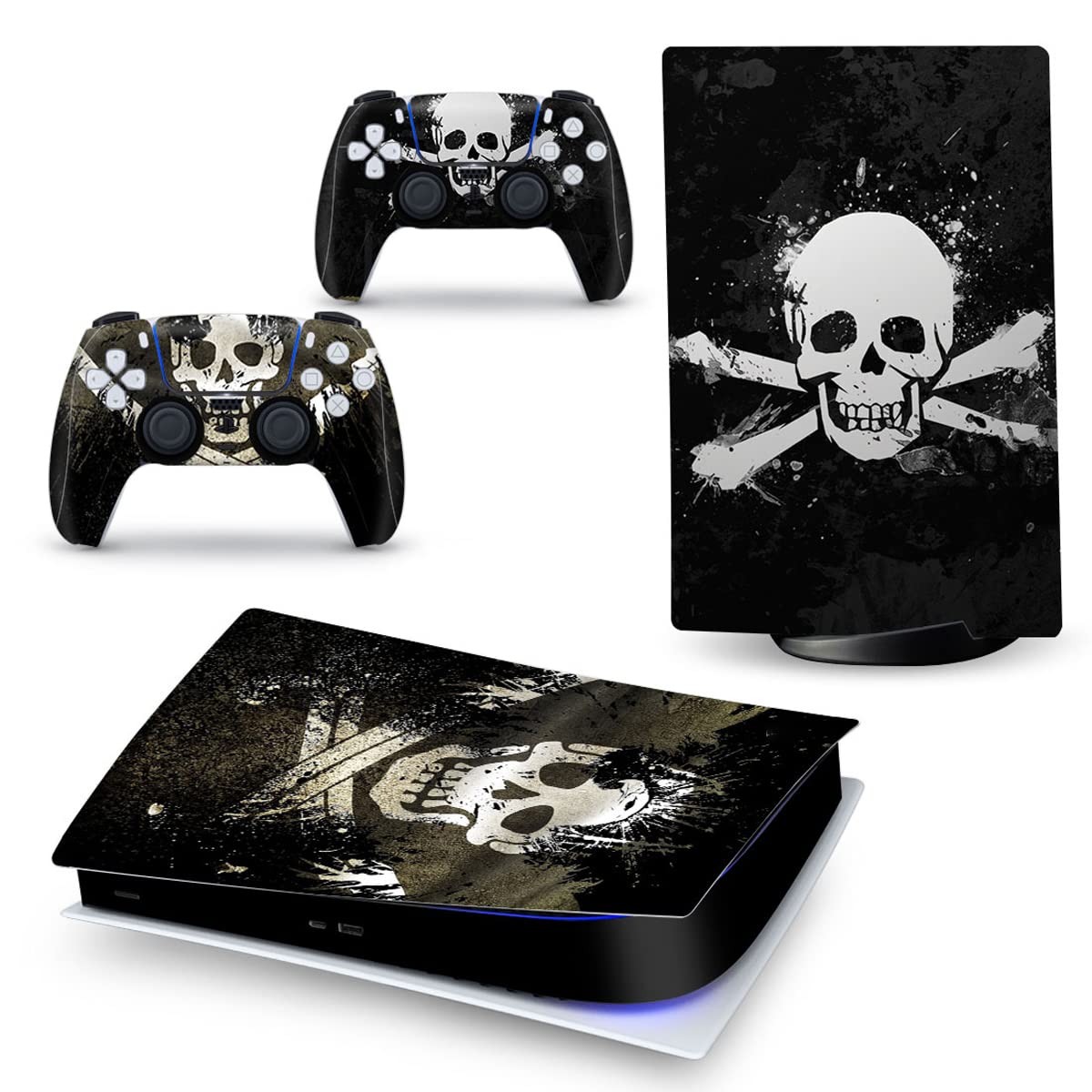 Full Body Vinyl Skin for PS5 Digital Version, PS5 Console and Controllers Skin Sticker Decal Cover - Skull