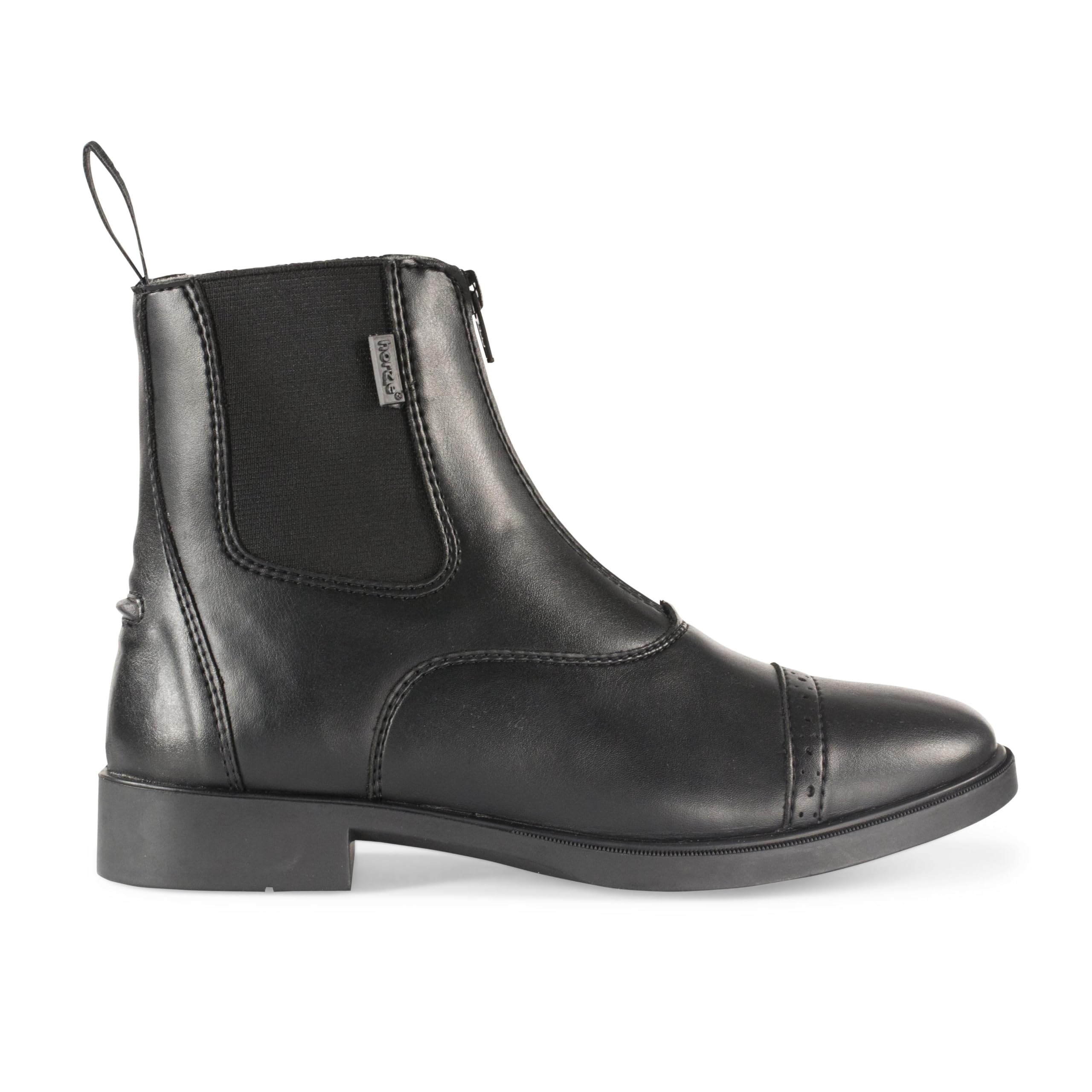 HORZE Wexford Women's Equestrian Synthetic Leather Zip-Up Schooling Paddock Boots - Black - 7