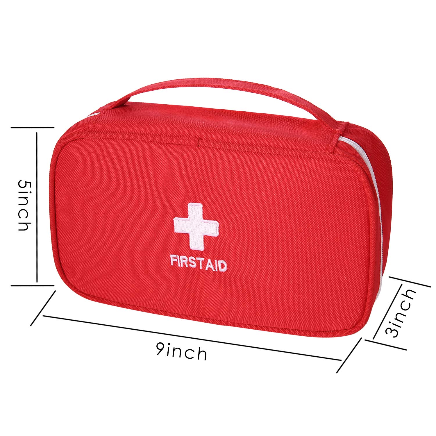 Ellsang First Aid Bags Empty, Portable Travel Medicine Bag for Camping Hiking Vehicle Motorcycle, Empty First Aid Bag for Home Emergency (Red)
