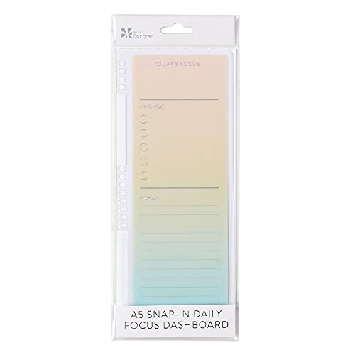 Erin Condren Universal Dashboard - Daily Focus. Two-Sided Layout Works with Wet-Erase Markers. Platinum Foil Accents. Snaps into All A5 Spiral Notebooks