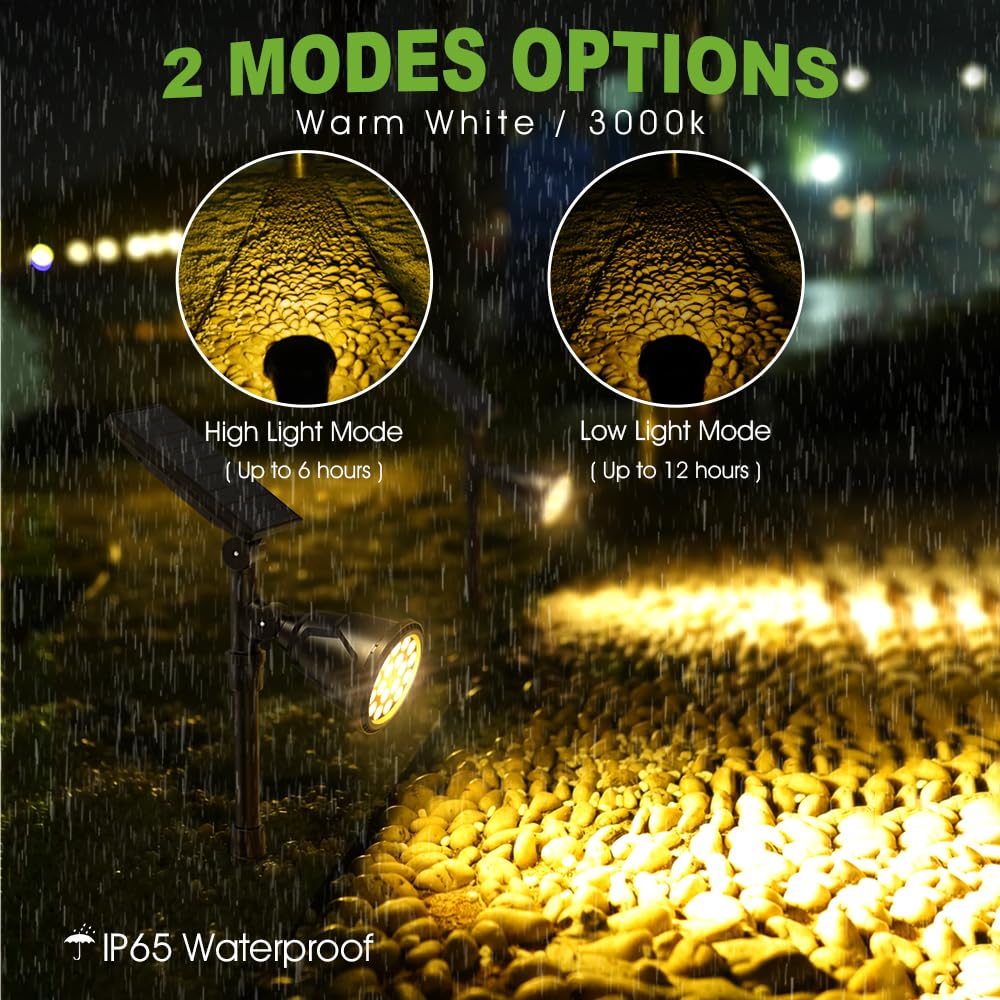 DBF Solar Outdoor Lights Upgraded, 18 LED Waterproof Solar Landscape Lights Solar Spotlight Wall Light Auto On/Off Landscape Lighting for Garden Yard Pathway Pool Area, Pack of 4 (Warm White)