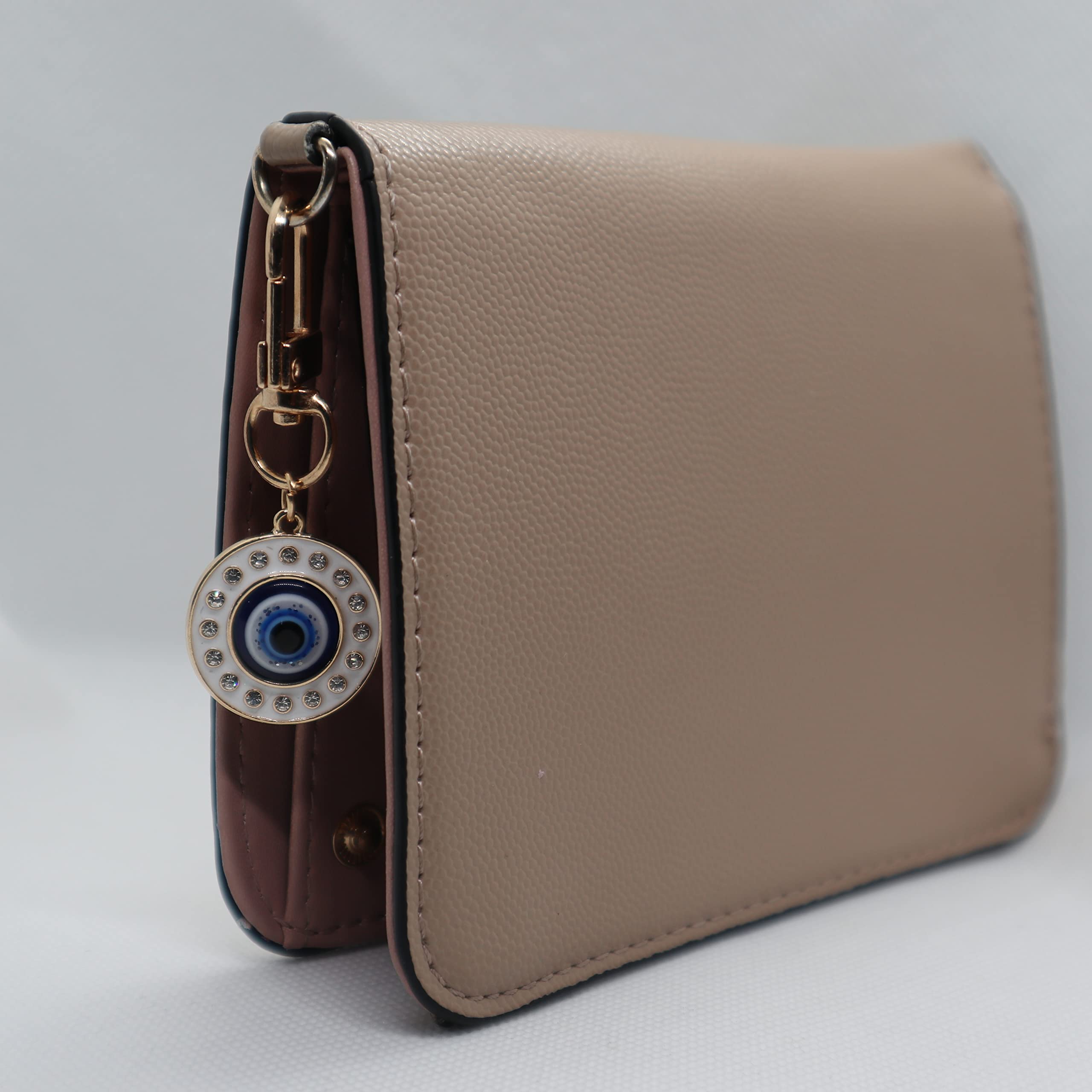 Cute Jewelry Evil Eye Keychain Good Luck Key Chain for Women Charms for Car Keys Holder (White)
