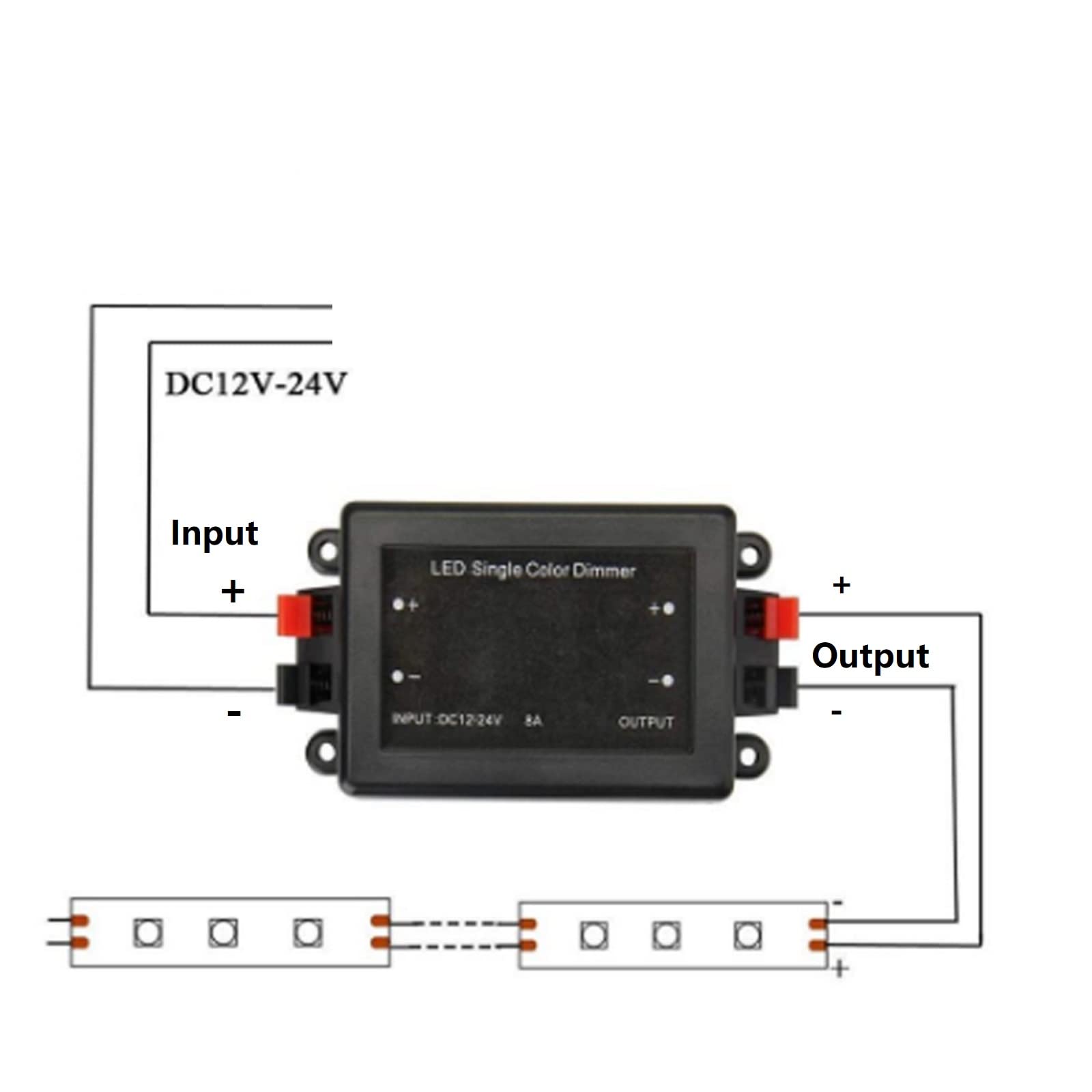DC 12V 24V LED Dimmer Switch LED Light Strip Dimmer with Remote Control Adjust Brightness ON/Off Switch