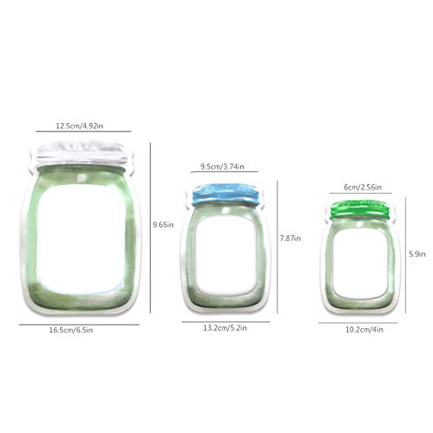 Enkrio 20 PCS Mason Jar Zipper Bags Storage Reusable Food Bag for Snack Sandwich Nuts Cookies Airtight Zipper Sealed Baggies Leak-Proof