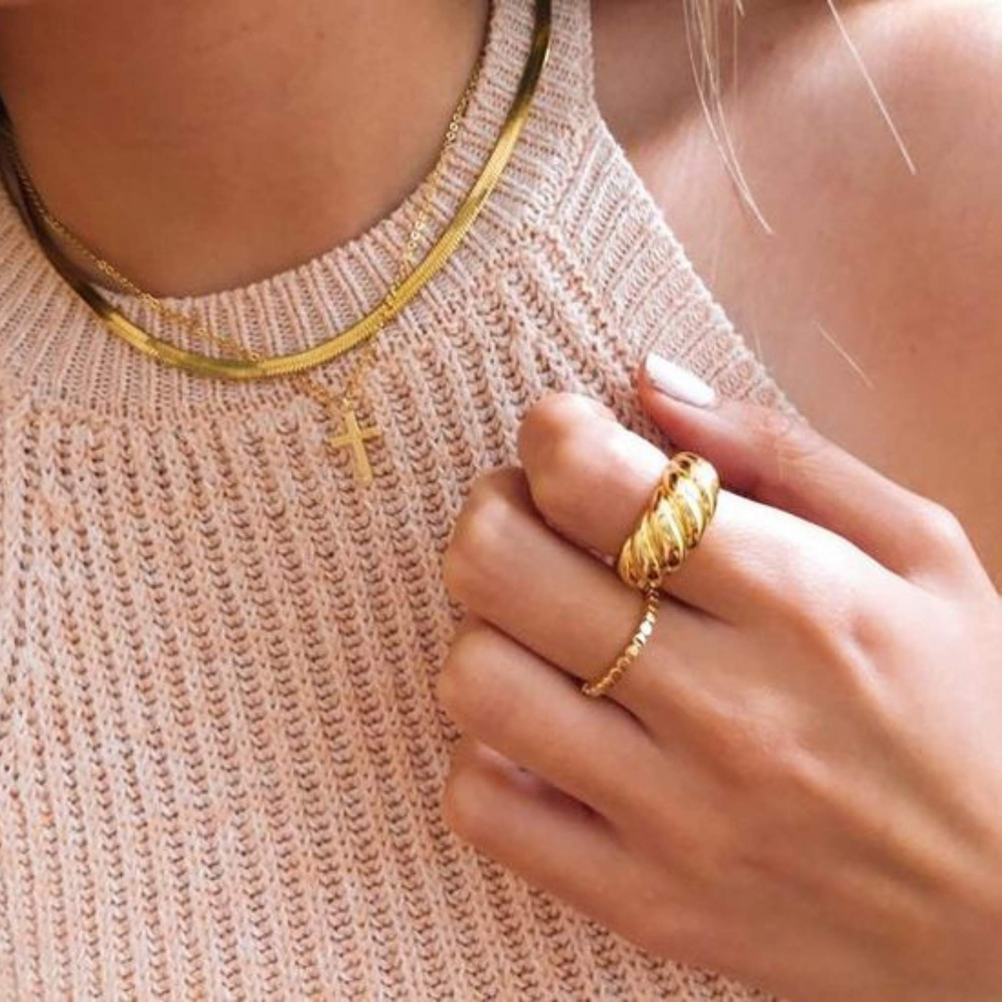Croissant Dome Ring 18K Plated on Brass Chunky Dome Ring | Birthday Friendship Valentine's Day (5)