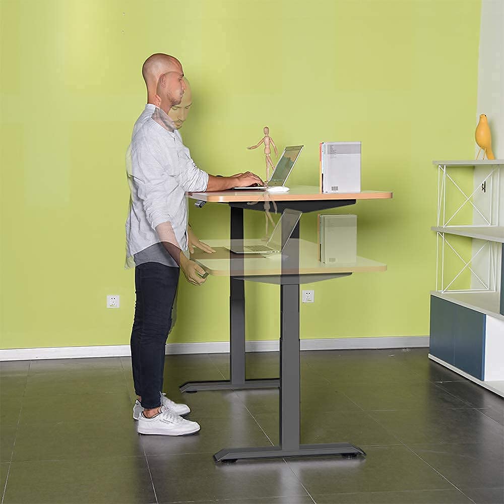 Fromann Electric 3 Tier Legs Dual Motor Standing Desk Frame Heavy Duty 300lb Sit Stand up Height Adjustable Desk Base for Home and Office (Black)
