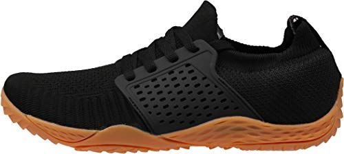 WHITIN Men's Trail Running Shoes Minimalist Barefoot Wide Width Size 10 Toe Box Gym Workout Fitness Low Zero Drop Comfy Tennis Five Fingers Black Gum 43