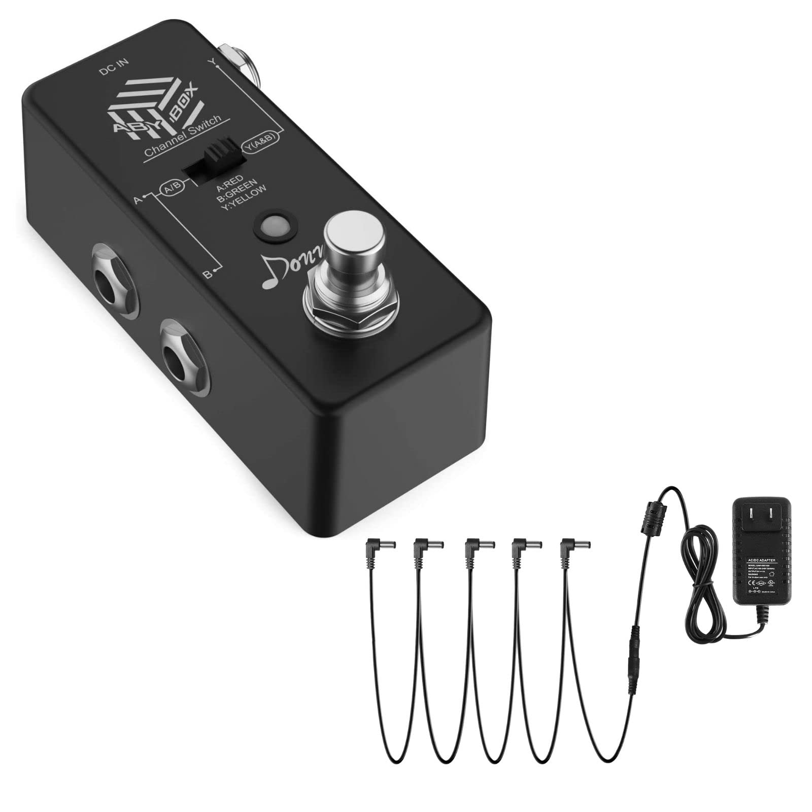 Donner ABY Box Line Selector AB Switch Mini Guitar Effect Pedal & Donner DPA-1 Guitar Pedal Power Supply Adapter