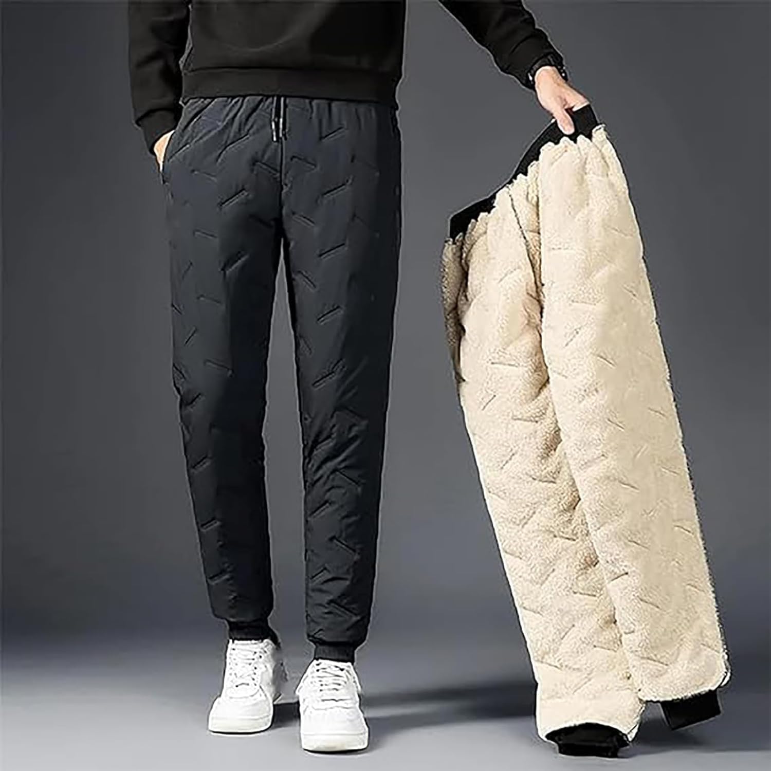 Dododz - Dododz Unisex Fleece Trousers,Unisex Fleece Jogging Bottoms,Men Winter Warm Waterproof Lightweight Sweatpants (Black-Jogging,XXL)