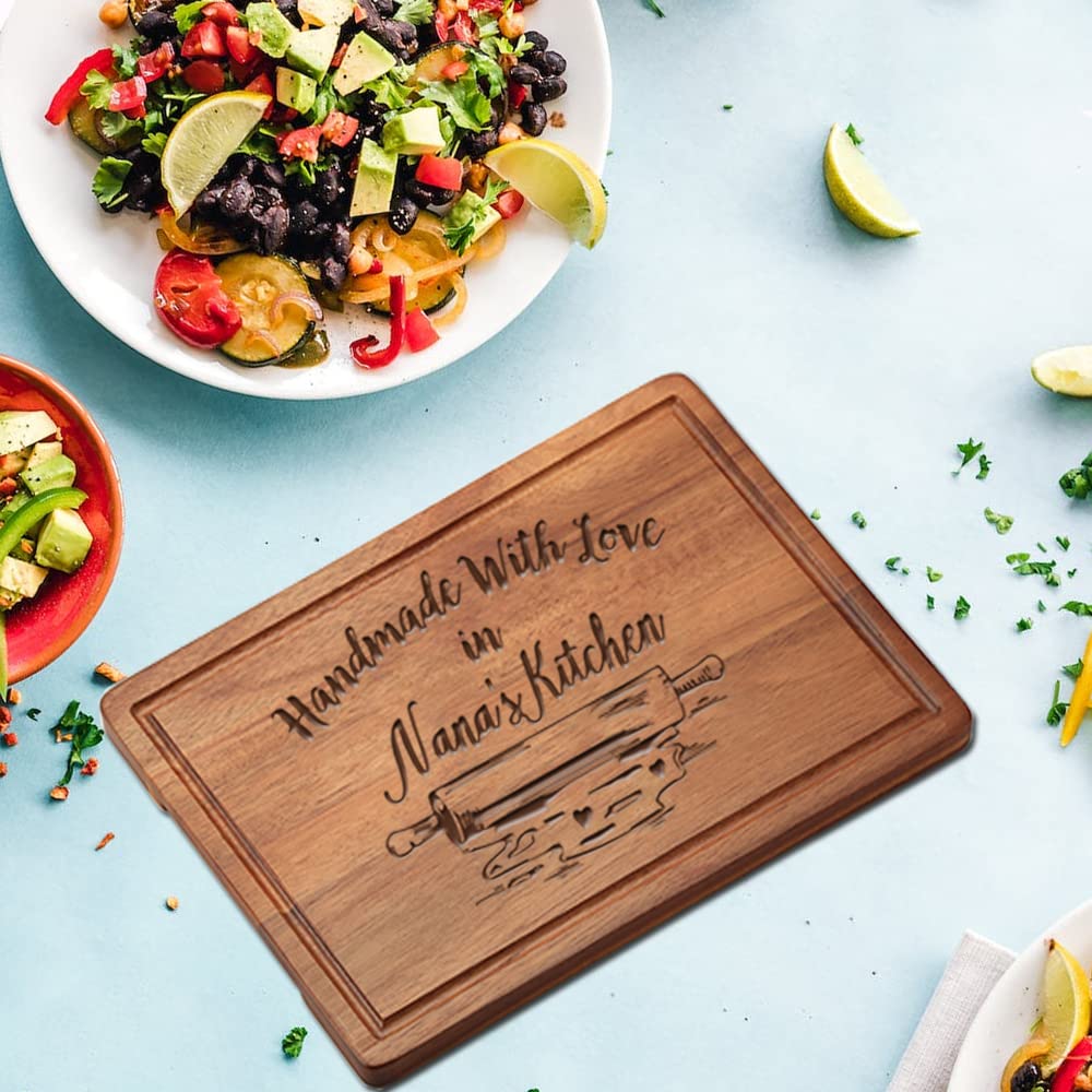 Gift for Nana, Hand made With Love in Nana's, Engraved Kitchen Cutting Board, Gifts for Mom, Grandma, Nana, Mother's Day Gift, Christmas Gift One Size