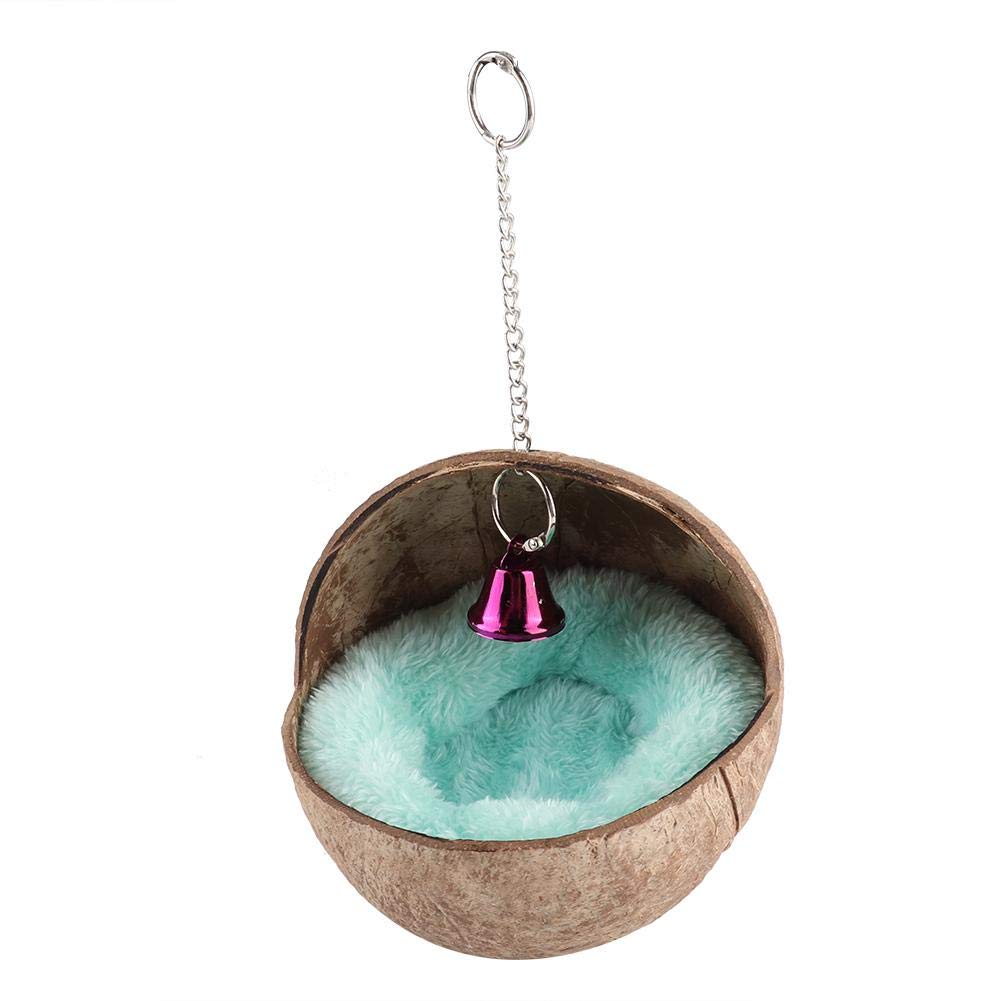 Elprico Bird Nest Natural Coconut Husk Breeding Bed Parrot Nesting Box Cage Hatch House Hut with Mat and Bell for Parakeet Rabbit Bunny Dove Hamster