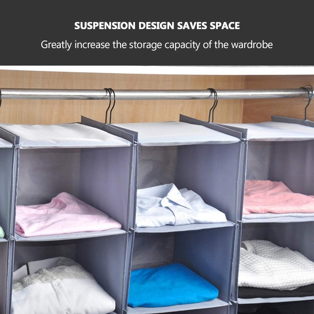 DONGKER 2PCS Hanging Closet Organizer, 2- Layer Foldable Storage Closet Underwear Storage Bag with 2 Hooks for Clothes Storage