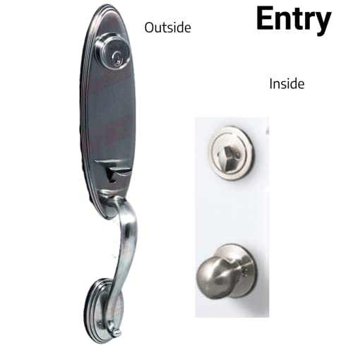 NU-SET Madrid Series Basic Satin Chrome Nickel Front Entry and Dummy Handleset for Double Doors