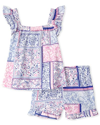 The Children's Place Baby Toddler Girls Sleeve Top and Shorts 2-Piece Sets, Simplywht, 4T