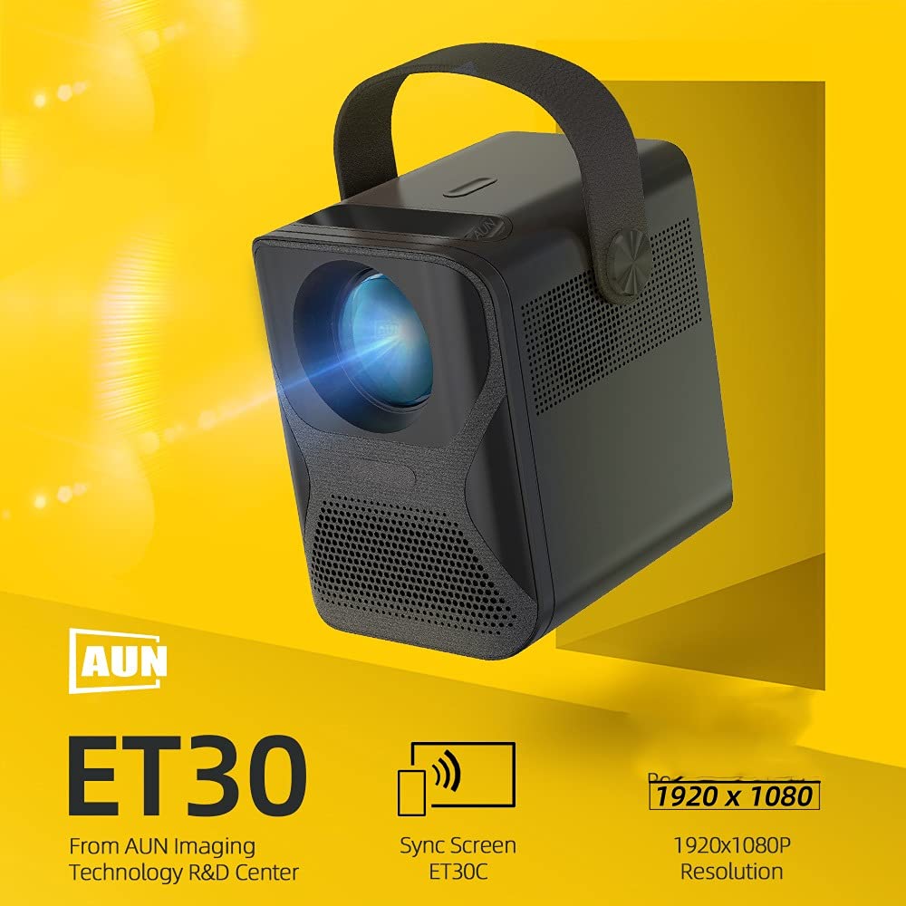 FZZDP Full Projector 1920x1080P Mini Projector for Home Theater Phone LED Video Beamer 4k Decoding 7800mAH ( Size : ET30 )