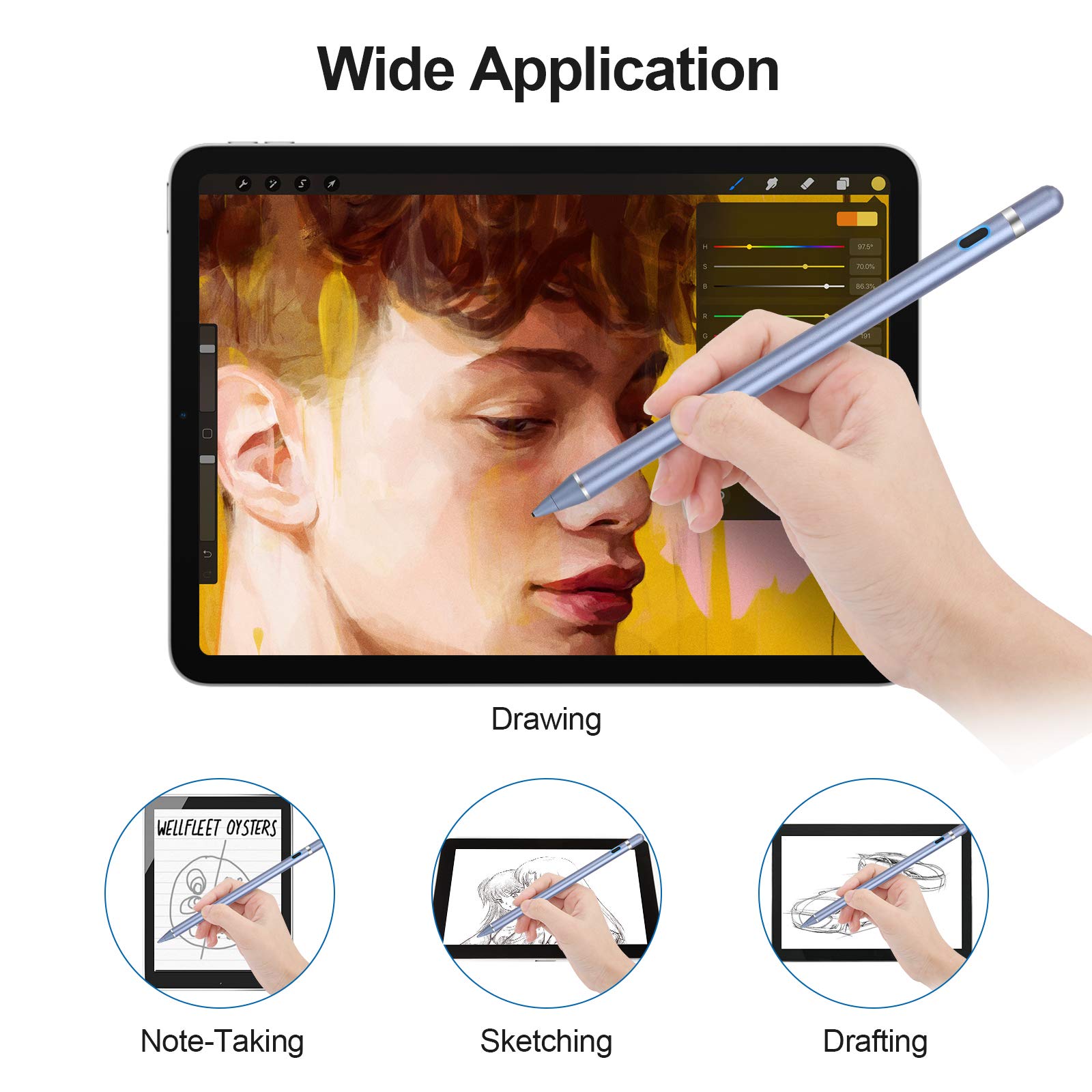 iPad Pencil 2nd Generation with Digital Power Display, Palm Rejection Stylus Pen for iPad with Magnetic Wireless Charging Compatible with Apple iPad 10/9/8/7, Pro 11/12.9 Inch, Air 3/4/5, Mini 7/6/5