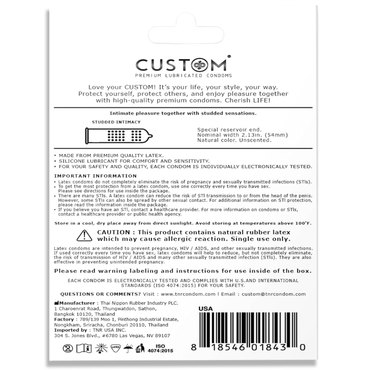CUSTOM Studded Intimacy, Studded Sensations Premium Lubricated Condoms - 3 Count