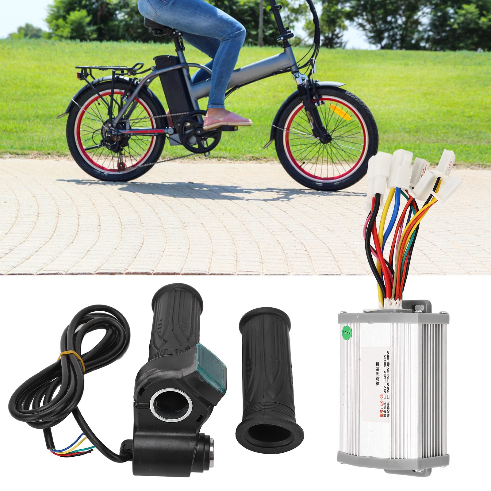 Dilwe Electric Motor Controller Kit,48V 800W Motor Controller Throttle Grip with Lock and Keys for Electric Bike Scooter
