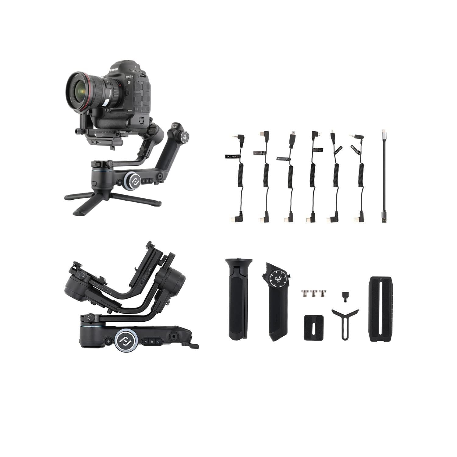 FeiyuTech AK2000C Gimbal Handheld Stabilizer for DSLR Camera Canon 60/70/80D RP,Sony A7C a63/4/5/600,P-anasonicGH4/5 Fujifilm Nikon,Optional GripBar,WiFi/Cable Control OLEDScreen,Official-Authorized