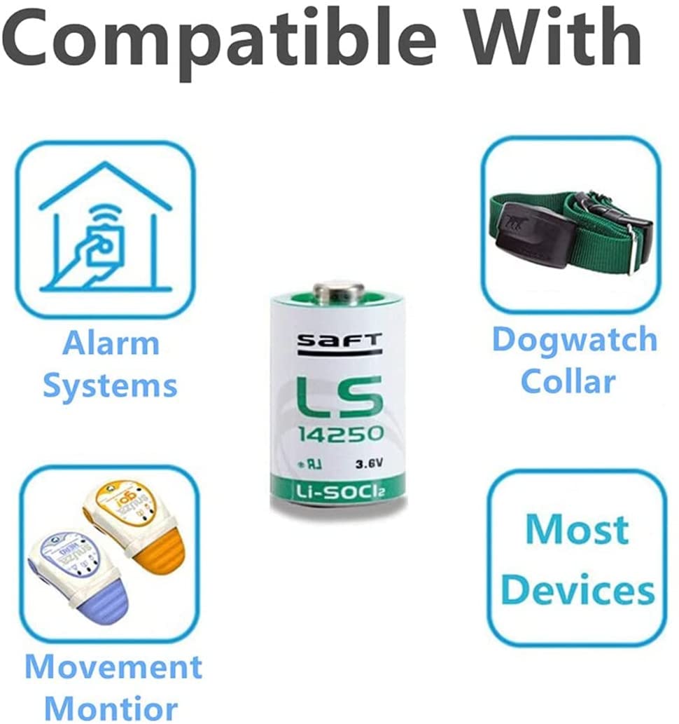 iNFISAN SAFT LS14250 1/2 AA 3.6v Battery 14250 Can Use for Dogwatch R9 Leash 1200mAh High Capacity